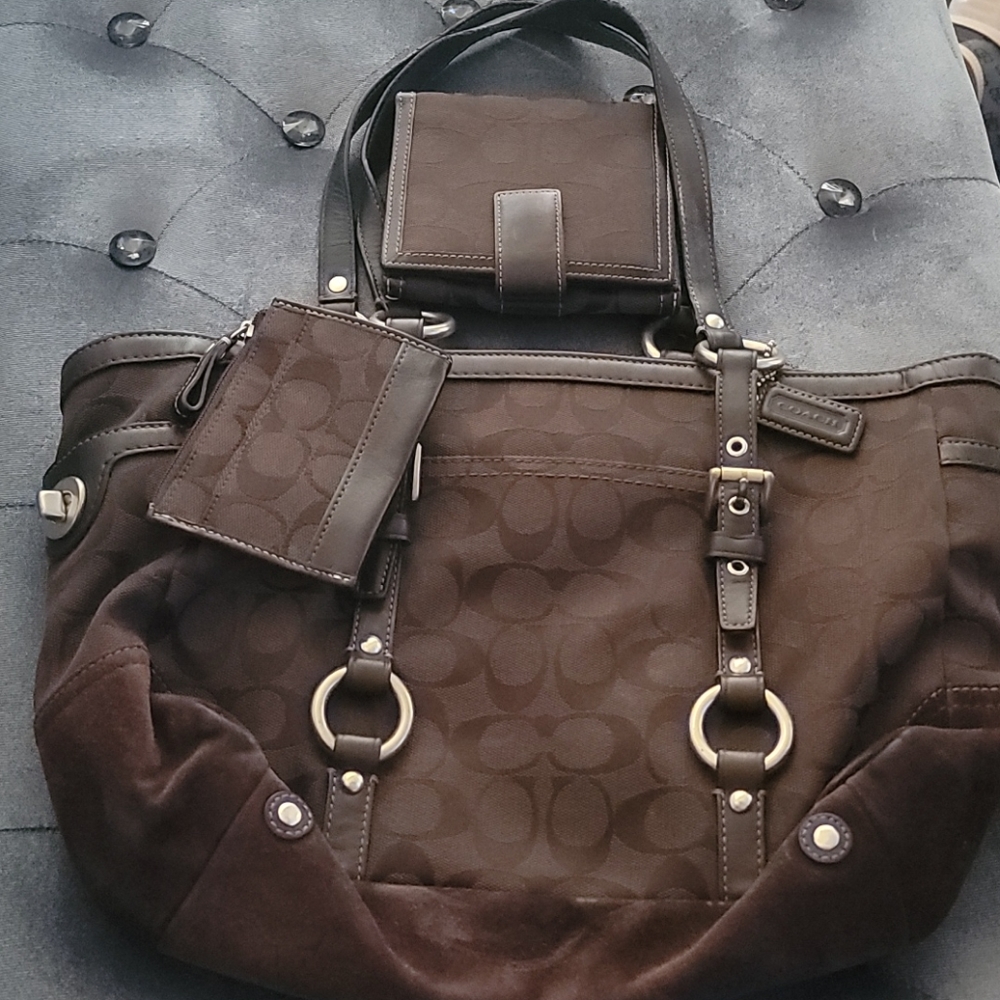 Coach Signature Canvas And Leather Set - Gem